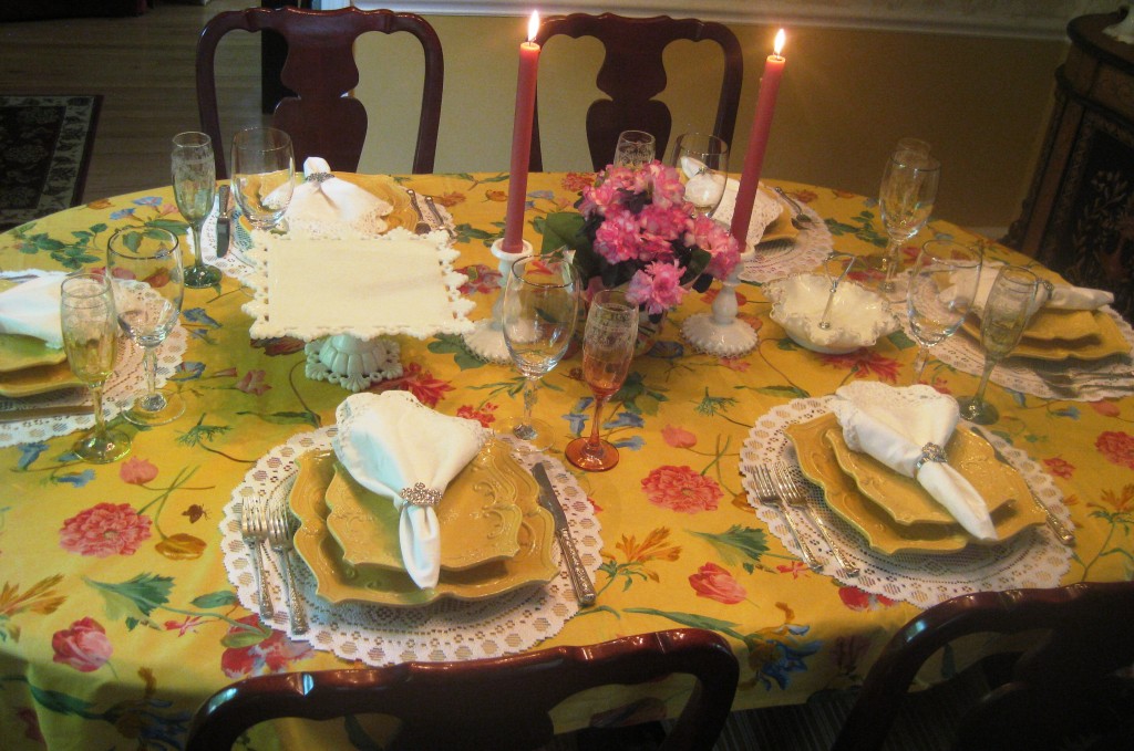 » April Showers Bring May Flowers Red Door Table Decor